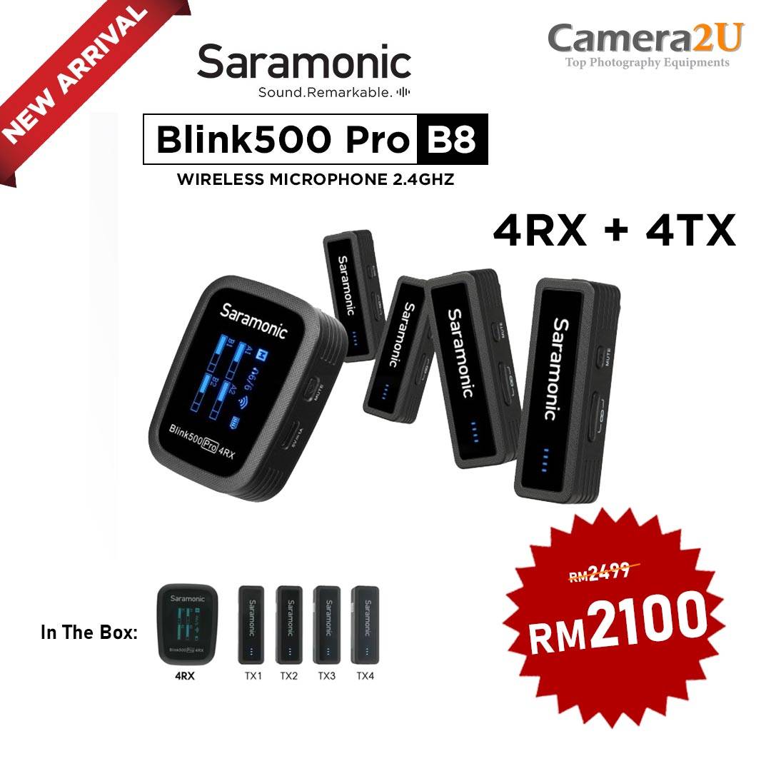 Saramonic Blink500 Blink 500 Pro B8 Four-Channel 4 Person Wireless Microphone System for Camera ...